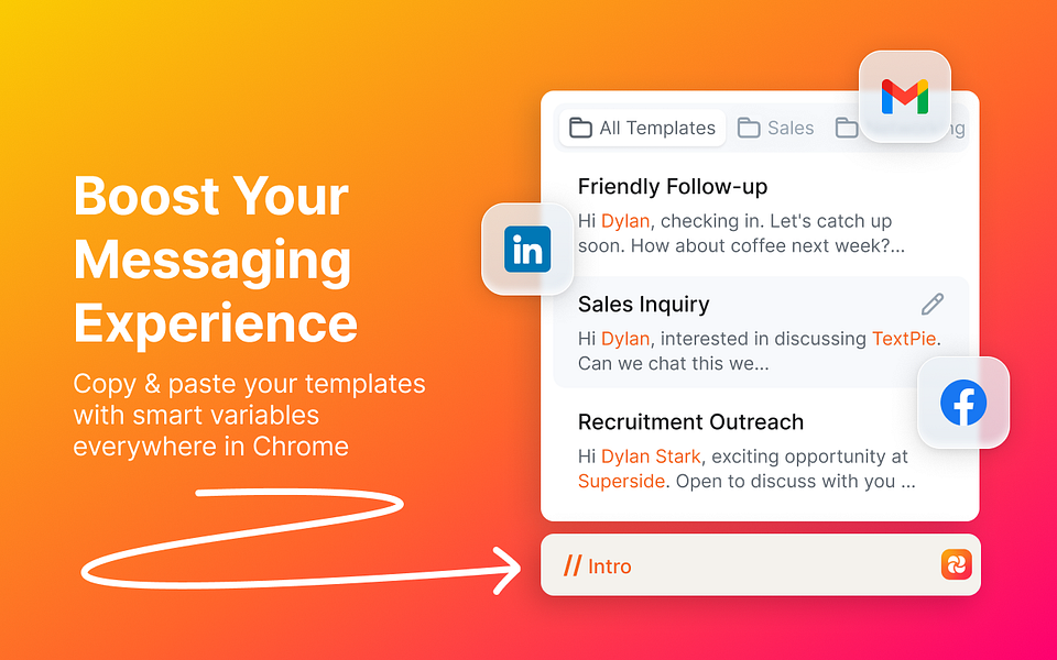 TextPie: Create and Insert Templates: Boost your messaging | BetaList