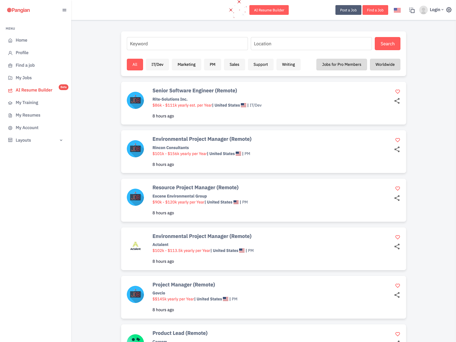 Pangian - Job Board Review – Startup Jobs