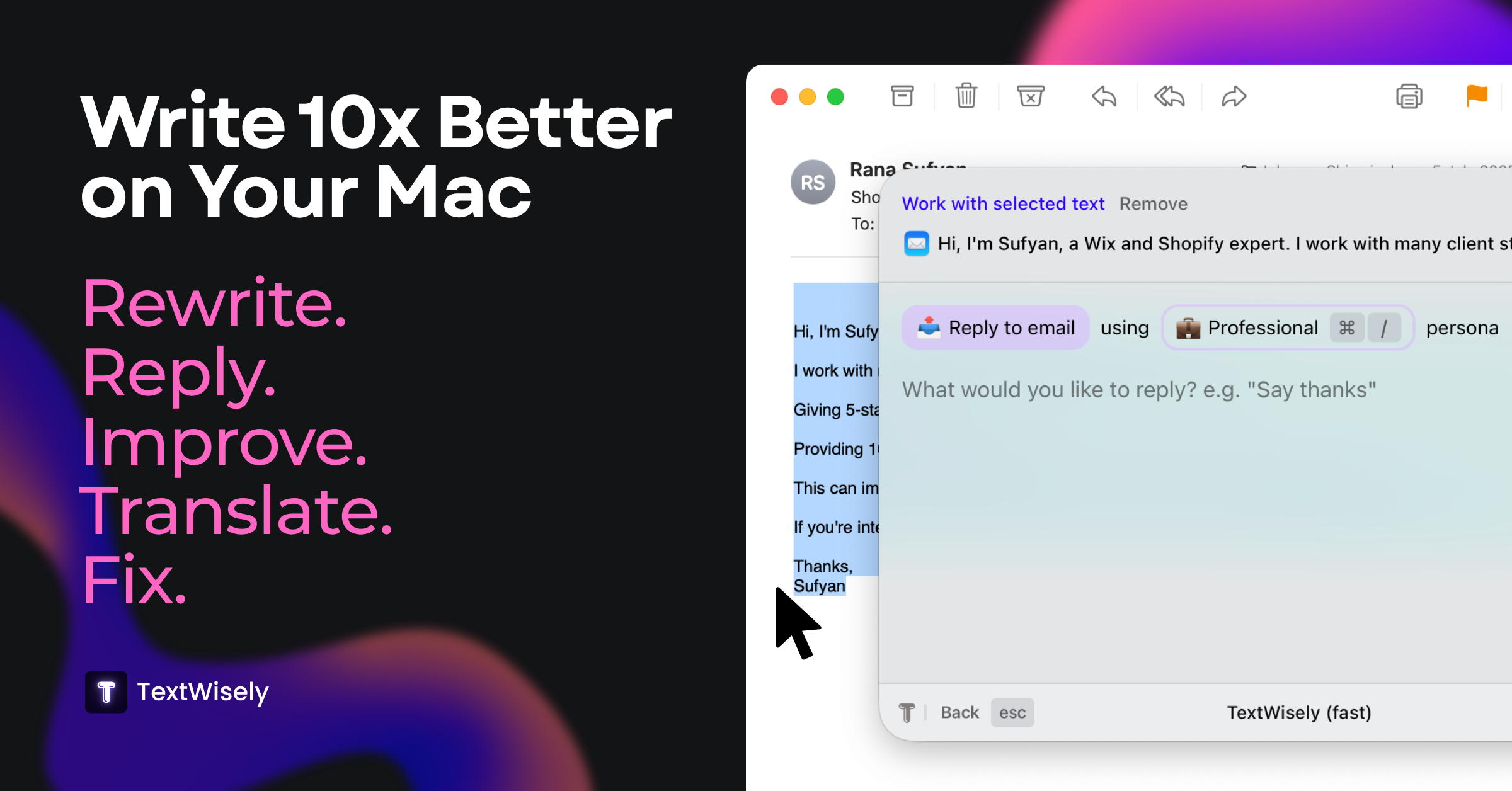 TextWisely: Write 10x Better: Reply emails, Rewrite text, | BetaList