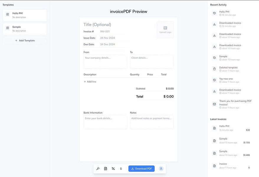 invoicePDF: Beautiful invoices, made simple and ready in | BetaList