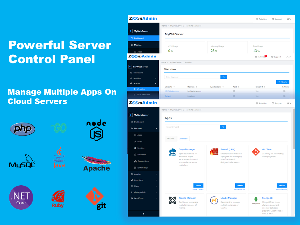 ZoomAdmin: Powerful server control panel for managing Cloud | BetaList