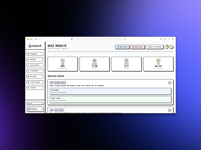 Quizard: Pass Your Exams with AI-Powered Study Tools | BetaList