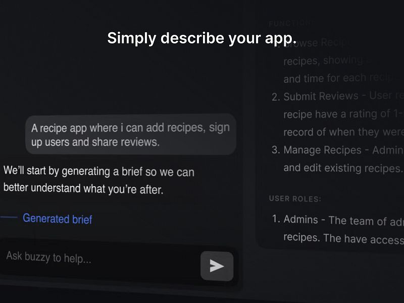 Buzzy AI: Turn an idea into a stunning app, Without code, | BetaList