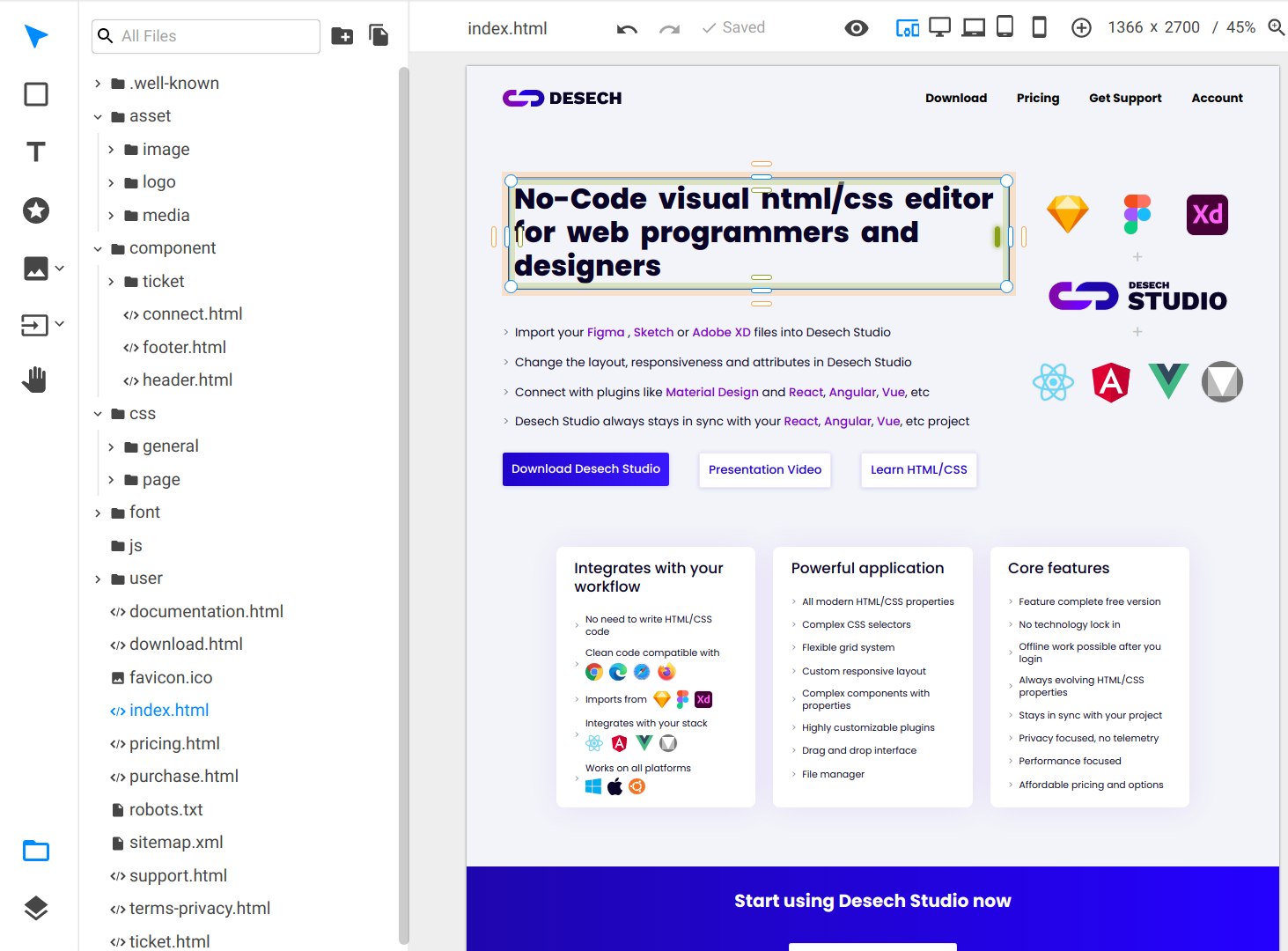 Desech Studio: Nocode visual html/css editor for web | BetaList
