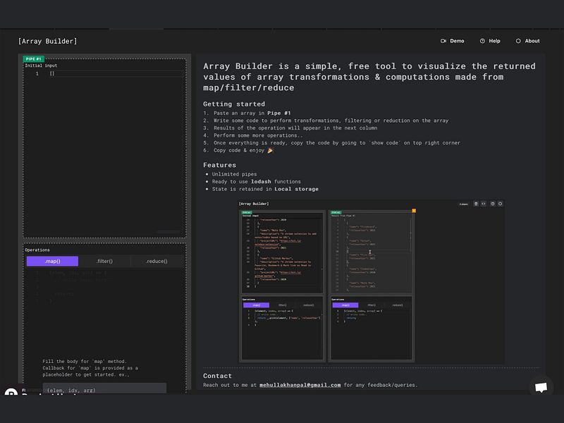 Array Builder: A free tool to visualize the output of array | BetaList
