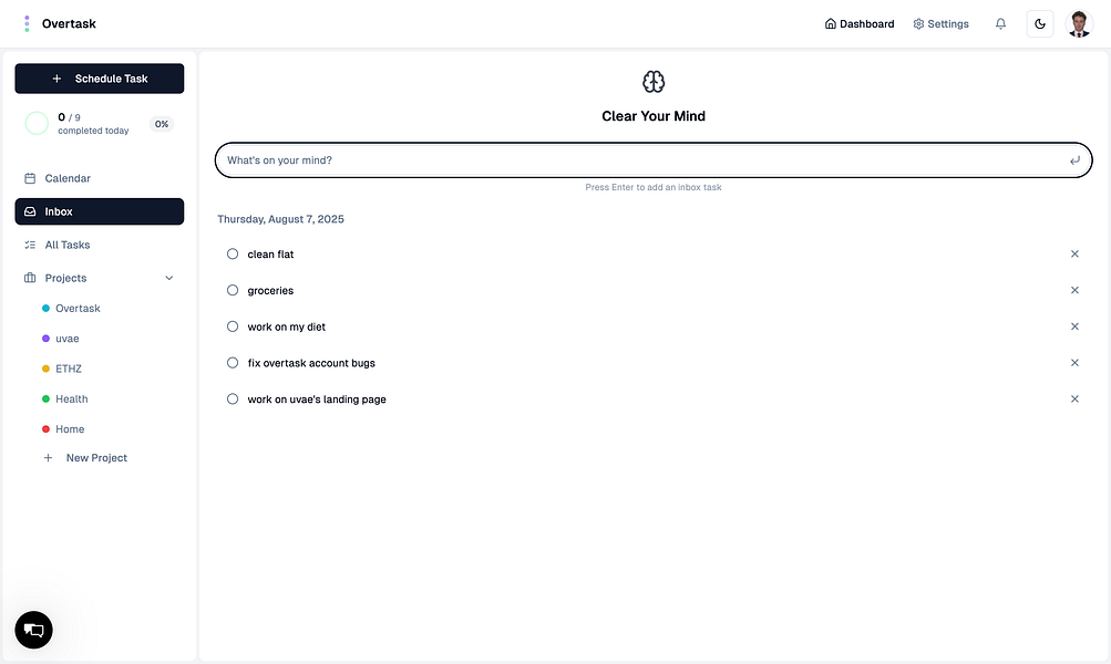 Overtask: AI Scheduling To Focus On Execution | BetaList