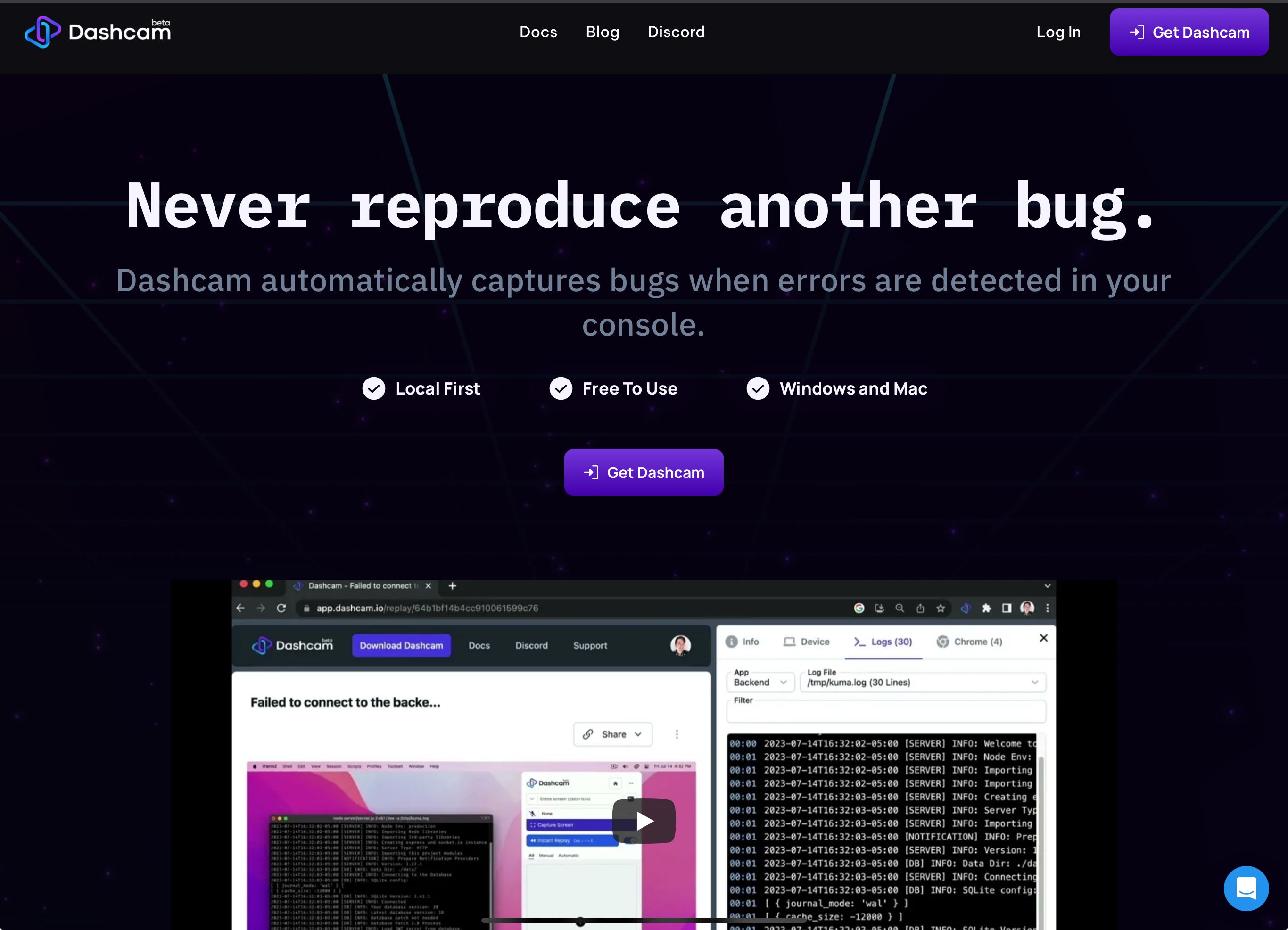 Dashcam: Screen recorder for developers | BetaList