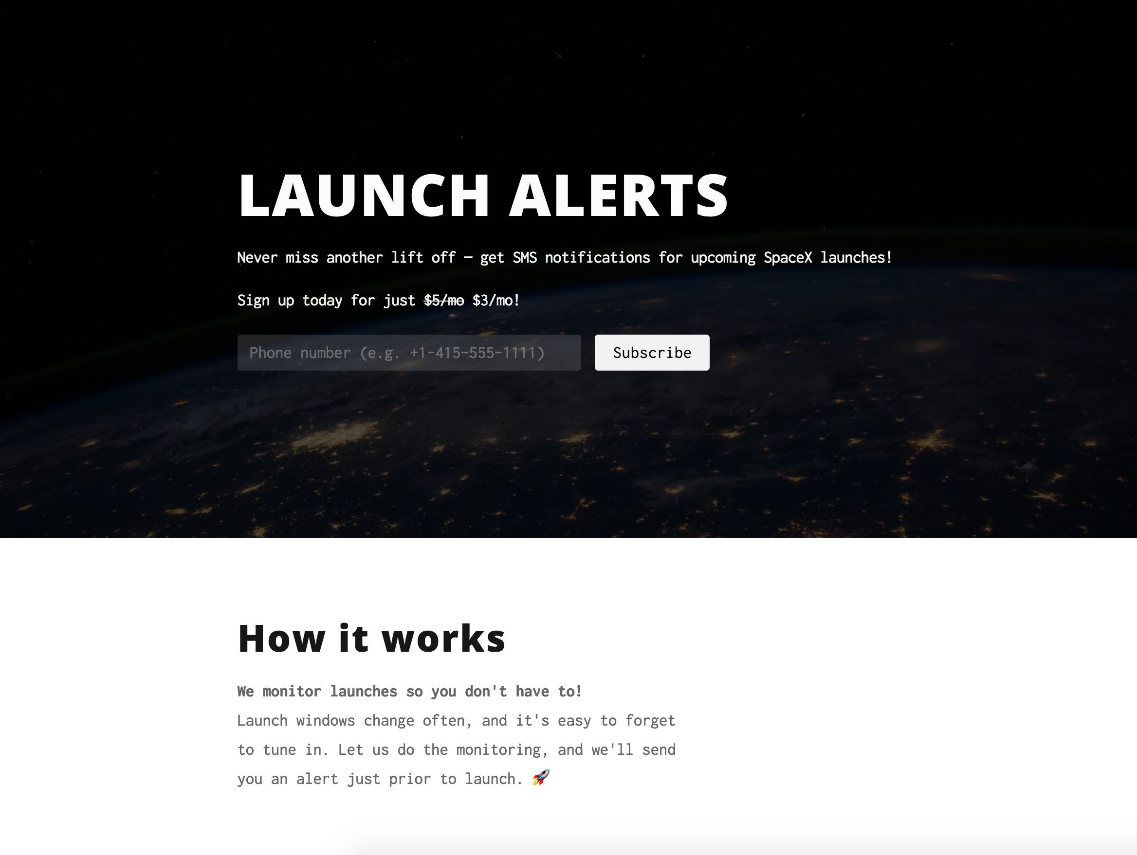 Launch Alerts: SMS notifications for SpaceX rocket launches | BetaList