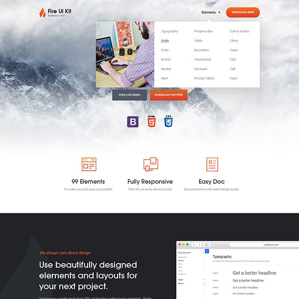 Fire UI Kit: A Beautiful Bootstrap 4 UI kit - Free Forever | BetaList