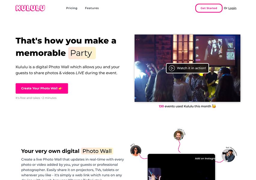 Kululu: A digital Photo Wall for events and parties | BetaList