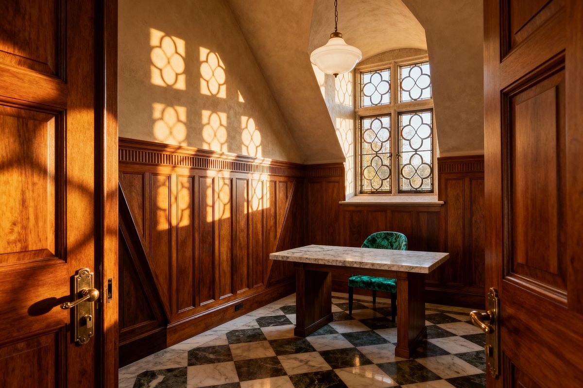 Room AI – Gothic Office with Tracery Windows and Marble - Interior