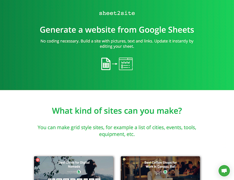 Sheet2Site: Generate a website from Google Sheets | BetaList