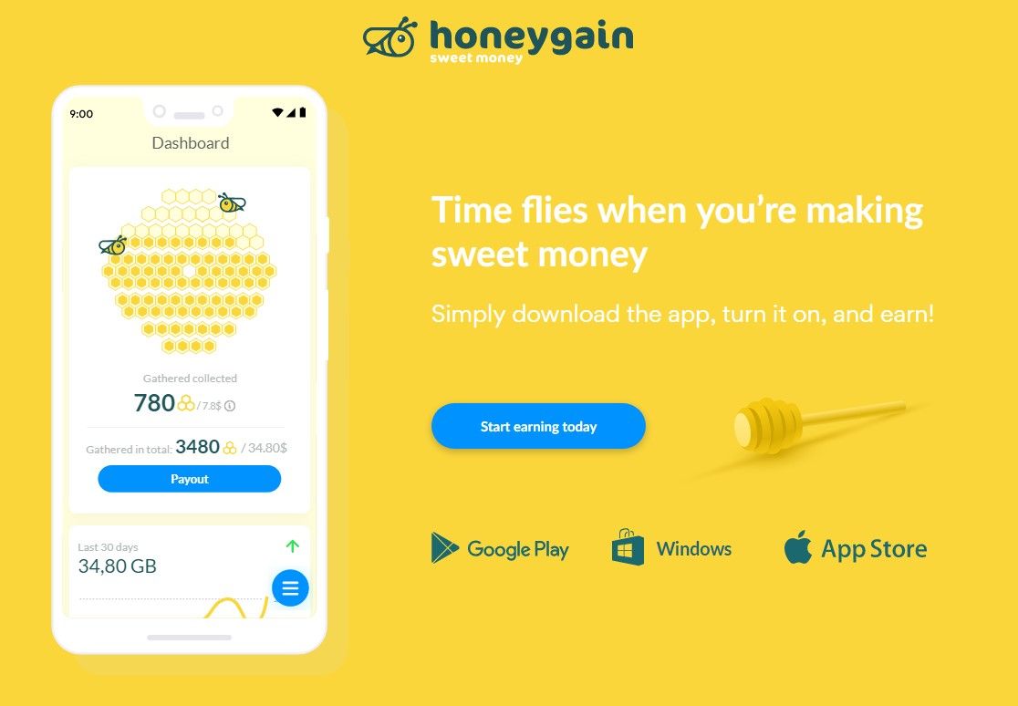 Honeygain: Simply download the app, turn it on, and earn! | BetaList