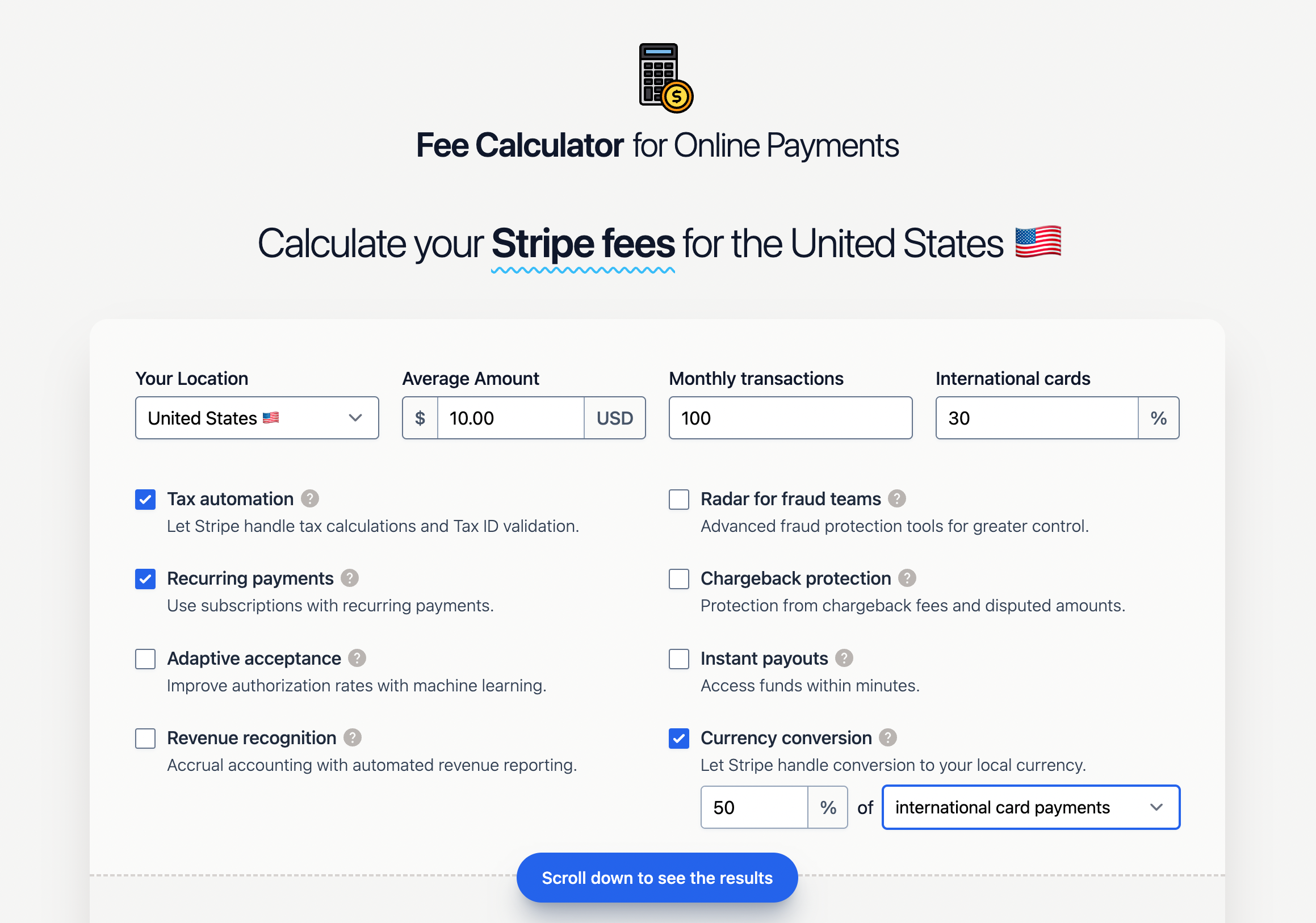 Fee Calculator: Calculate your Stripe payment fees | BetaList