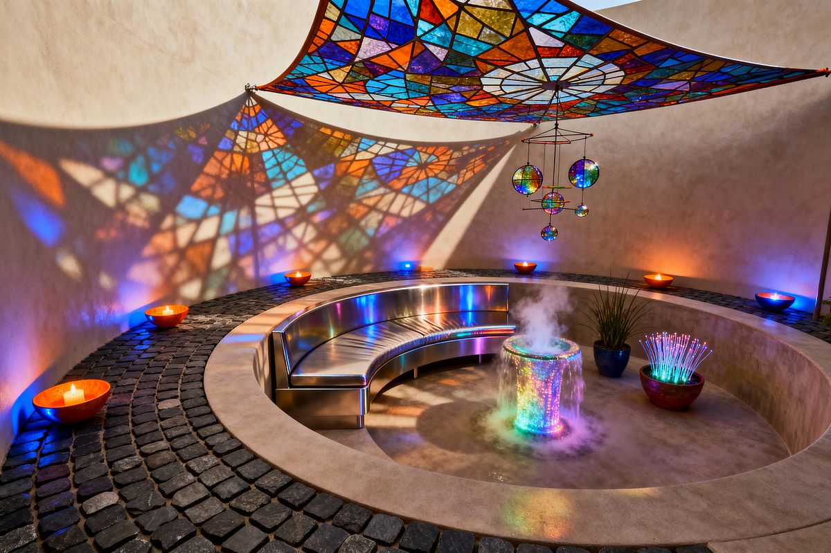 Room AI – Sunken Patio with Stained-Glass Canopy - Interior Design