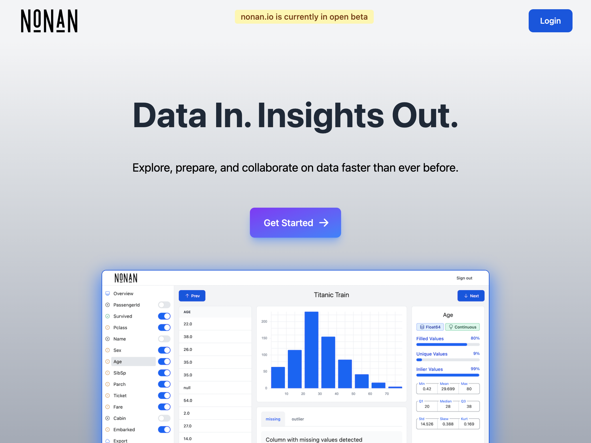 nonan.io: No-Code Data Exploration & Cleaning | BetaList
