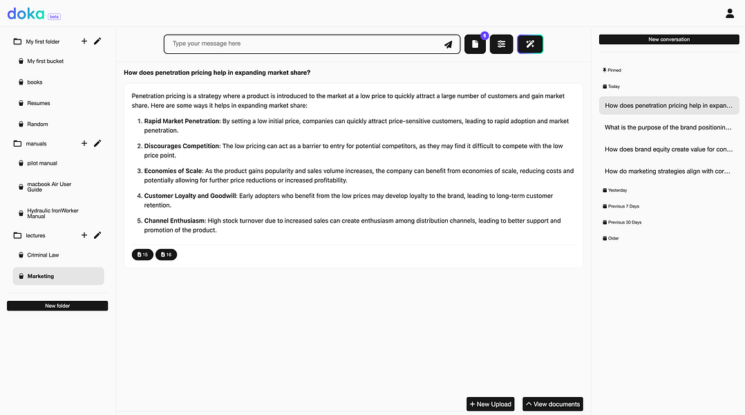 Doka ai: Upload, organize and chat with your documents | BetaList