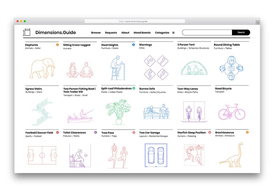 Dimensions.Guide: Database of Free Dimensioned Drawings | BetaList