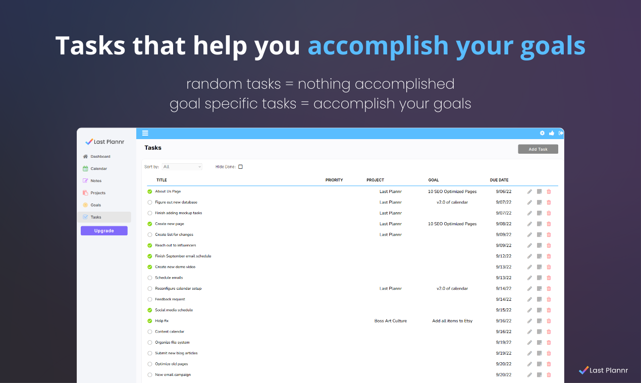 Last Plannr: An easy way to set goals and plan tasks that | BetaList