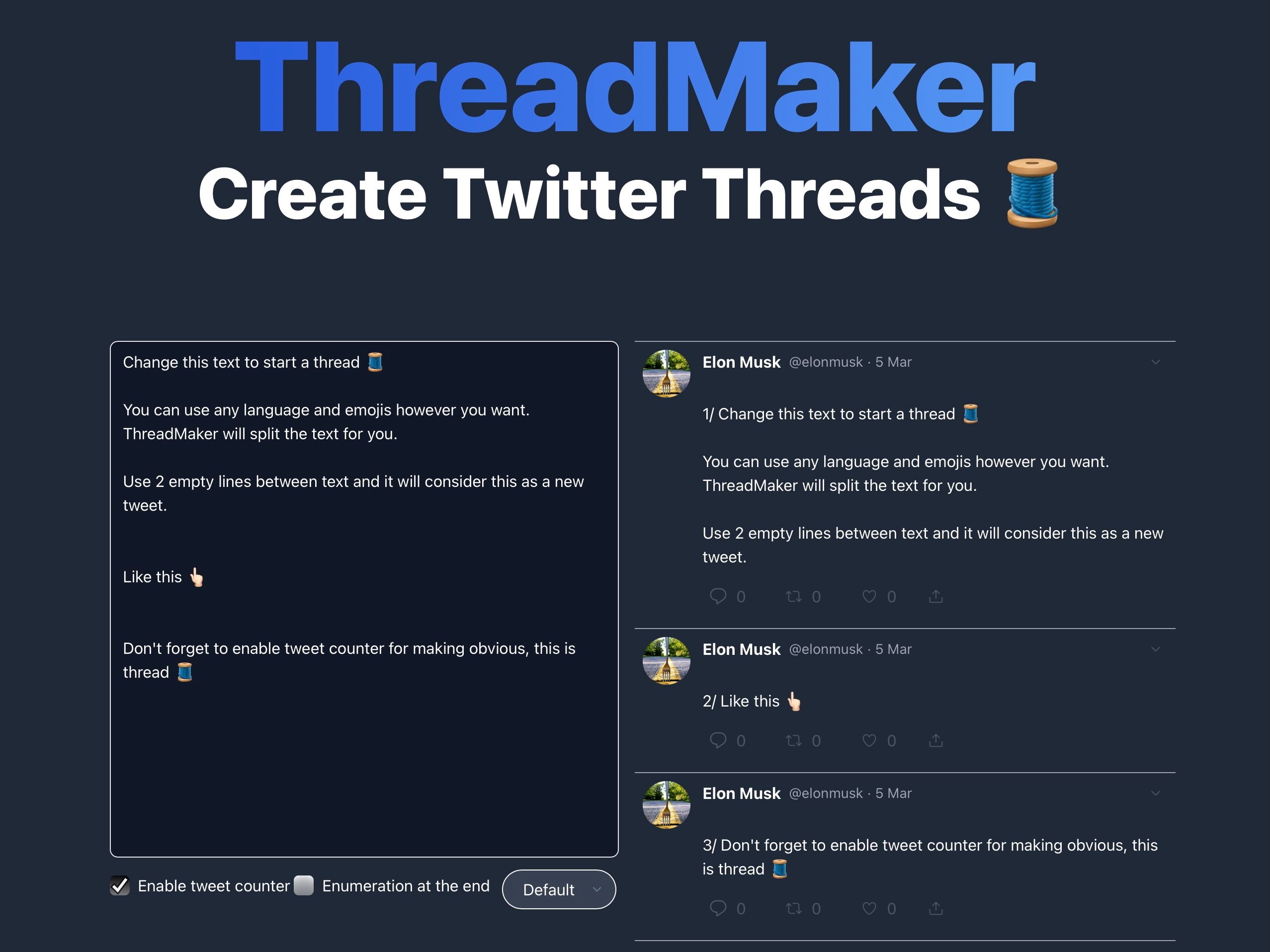 ThreadMaker: Create Twitter threads with automatic text | BetaList