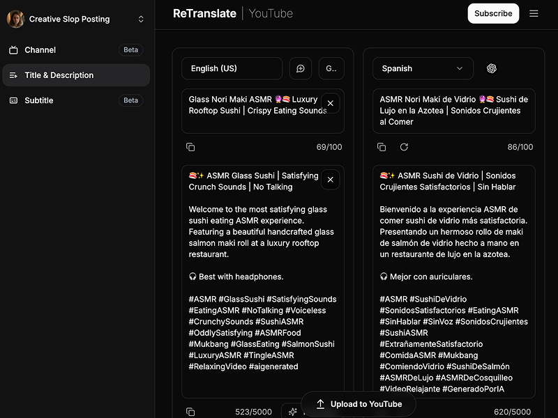ReTranslate AI: AI bulk YouTube translation with direct | BetaList