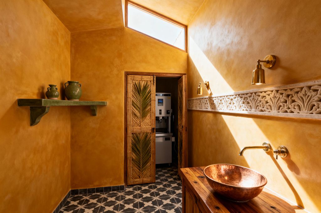 Room AI – Saffron Tadelakt Laundry with Copper Accents - Interior