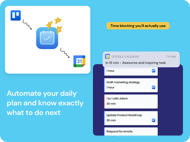 Task Planner - Time blocking you'll use: Your Trello tasks | BetaList