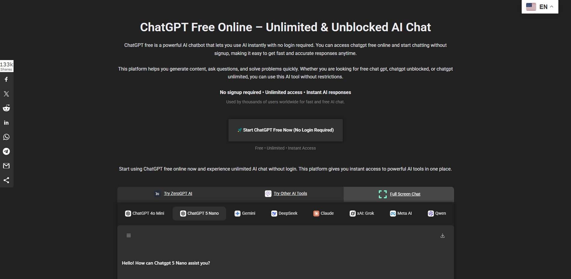 ChatGPT Free: Chat instantly with multiple AI models, no | BetaList