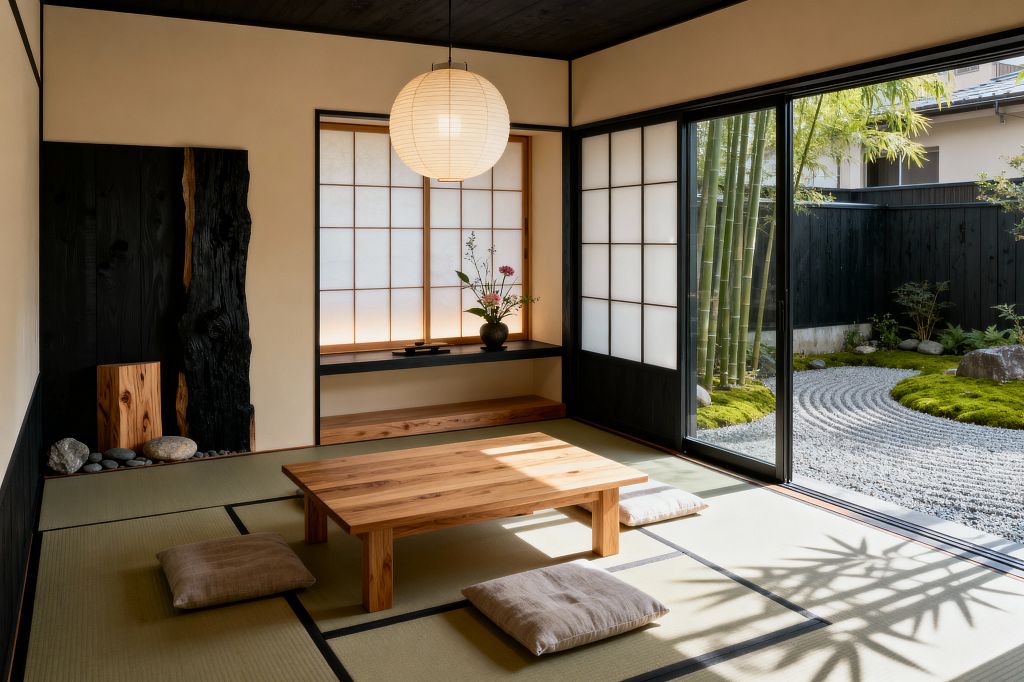Room AI – Tatami Dining with Shoji and Zen Garden - Interior Design