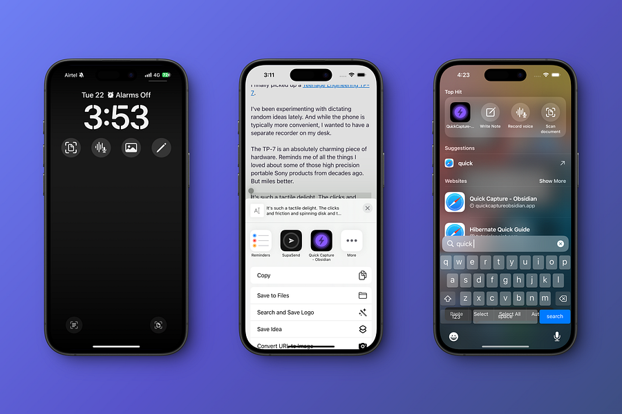 Quick Capture - Obsidian: Send anything to any vault in | BetaList