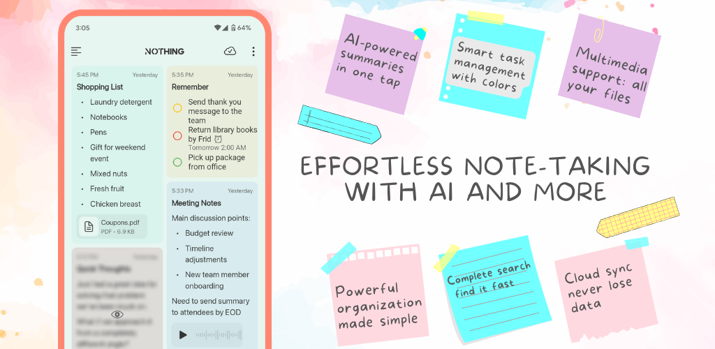 Nothing Notes, Tasks, AI: Effortless note-taking with AI | BetaList