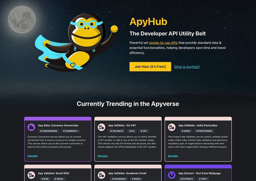 ApyHub: Standard data & Essential functionality APIs for | BetaList