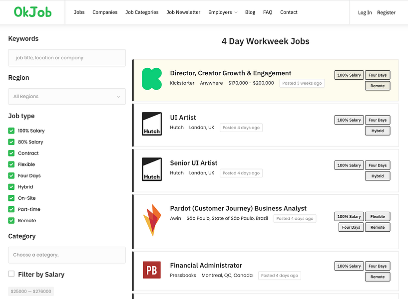 OkJob: 4 Day Workweek Jobs | BetaList