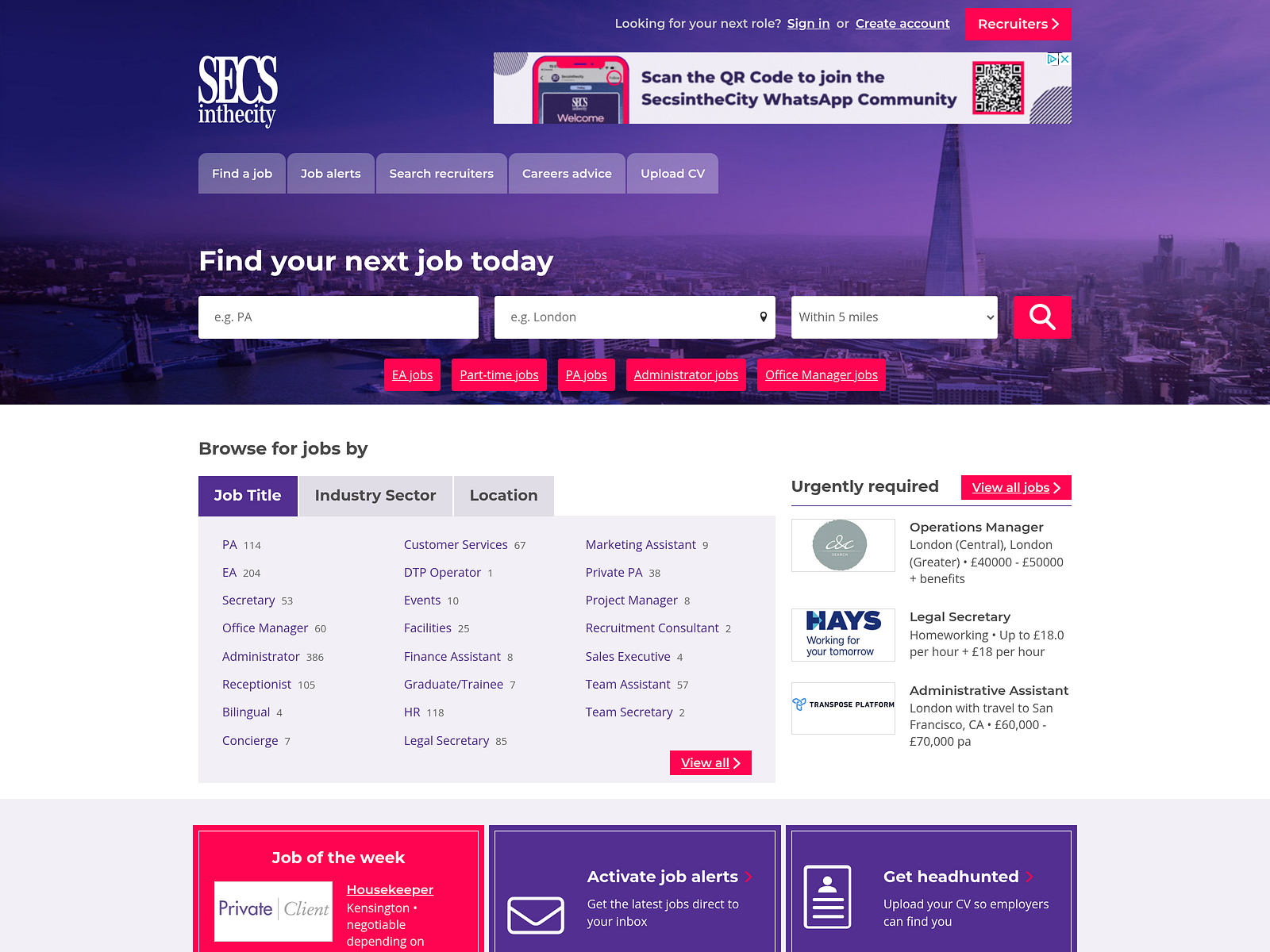 Secsinthecity Job Board Review Startup Jobs