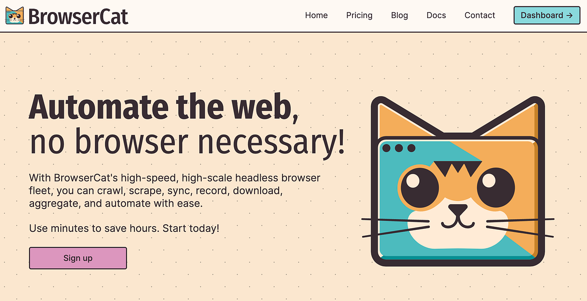 BrowserCat: Headless browser automation without the | BetaList