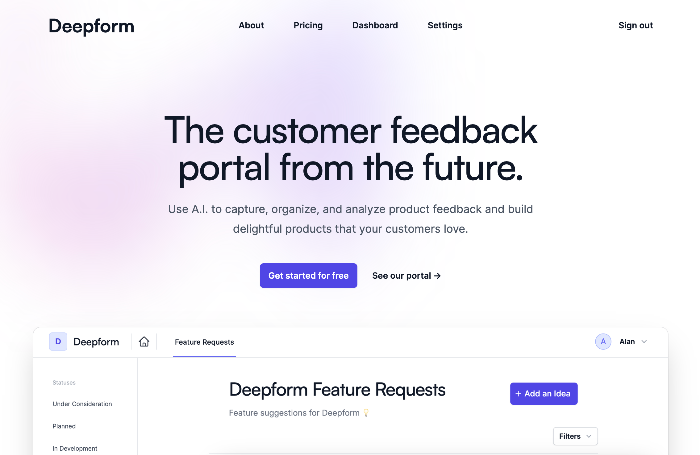 Deepform: The customer feedback portal from the future, | BetaList