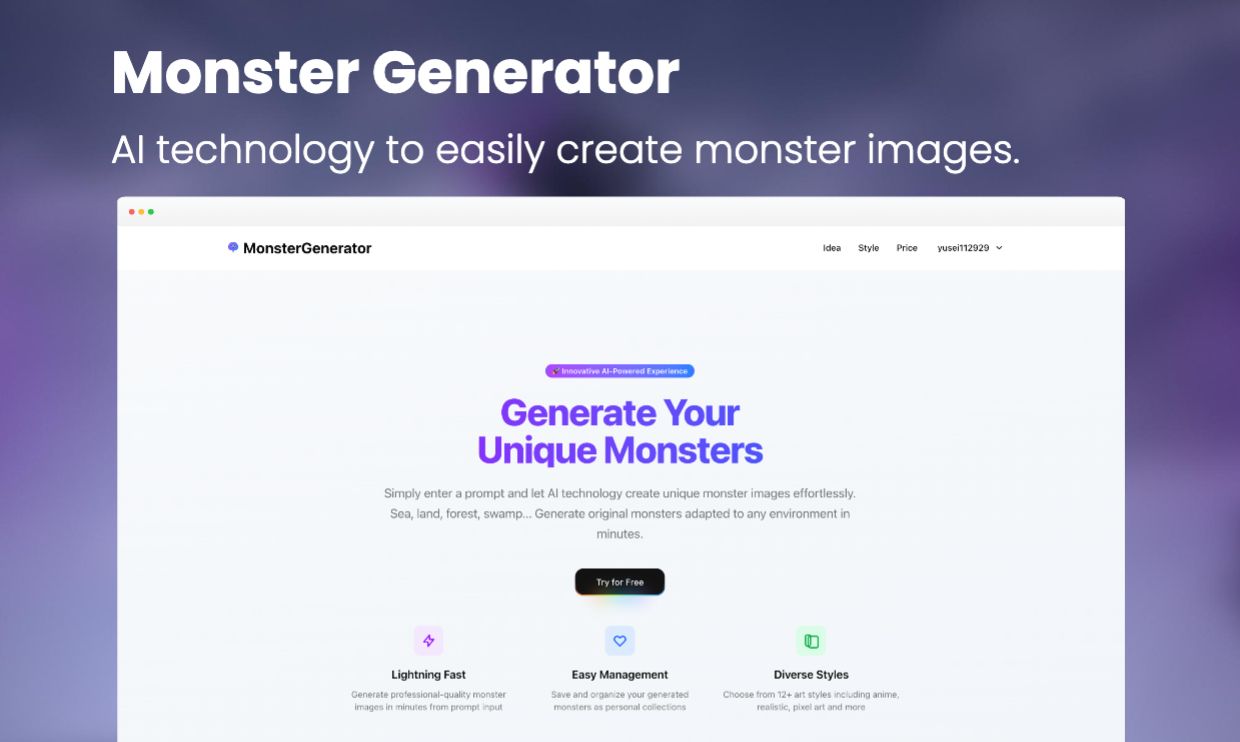 Monster Generator: Monster creation by AI Image generation | BetaList
