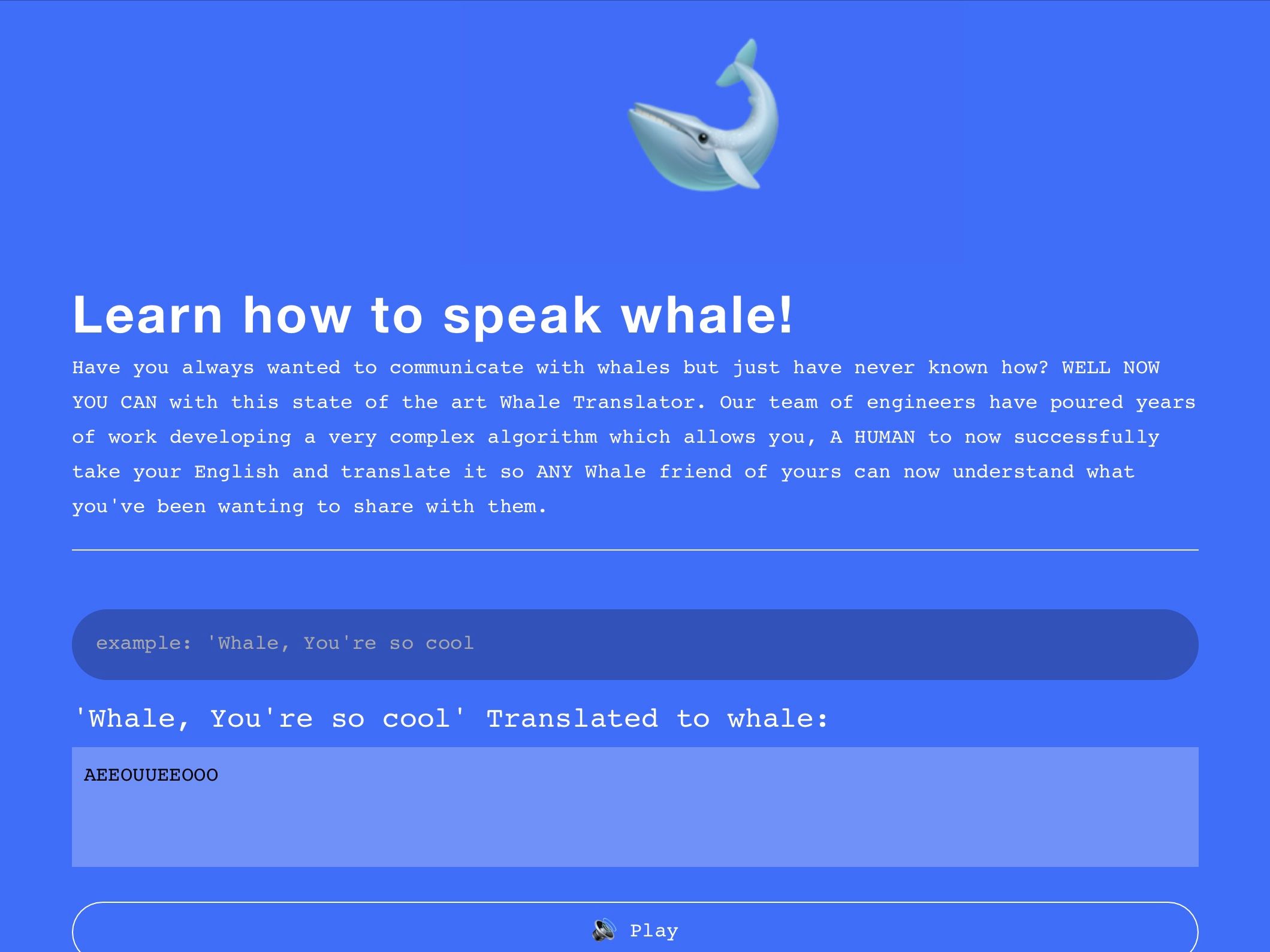Whale Talk: Translate what you've got to say to Whales | BetaList