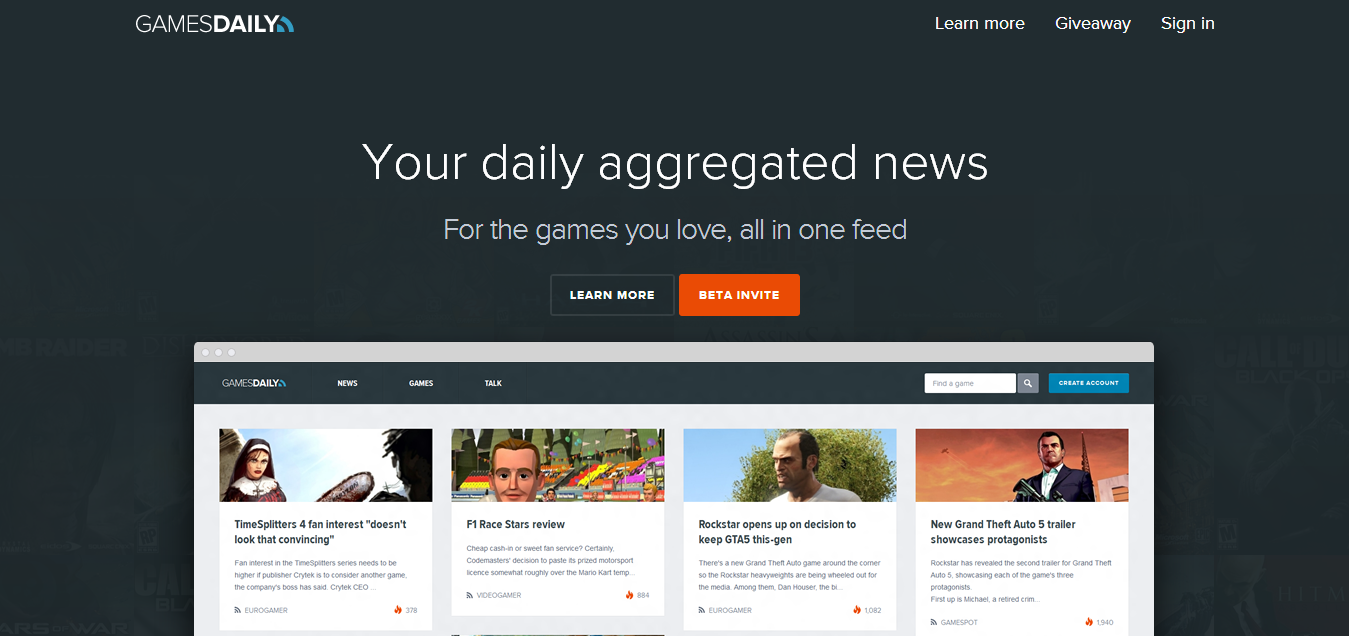 GamesDaily: Your daily aggregated news for the games you | BetaList