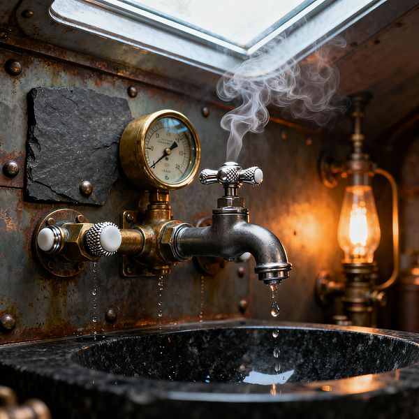 Room AI – Steampunk Range with Patinated Copper and Brass - Interior