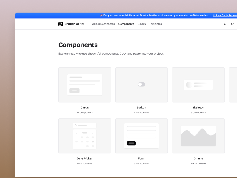 Shadcn UI Kit: A large collection of admin dashboards, | BetaList