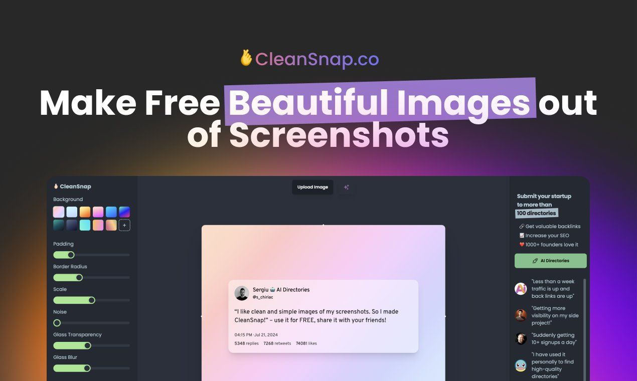 CleanSnap: Make Free Beautiful Images out of Screenshots | BetaList