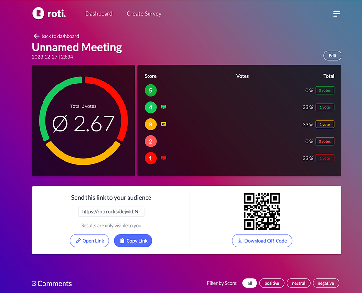 roti.rocks: Easy feedback by offering a 1 to 5 metric (ROTI | BetaList