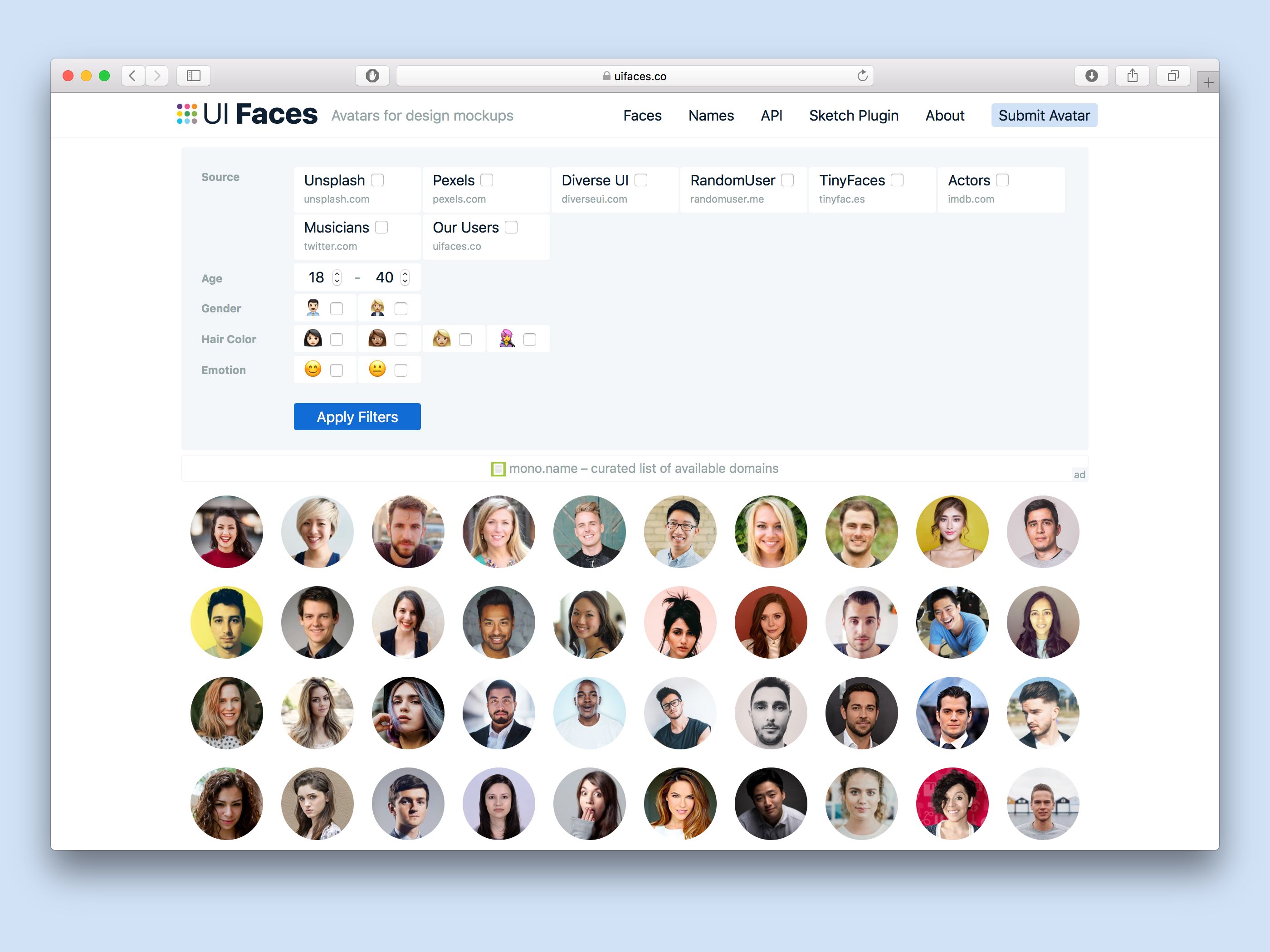 UI Faces: Avatars for design mockups | BetaList