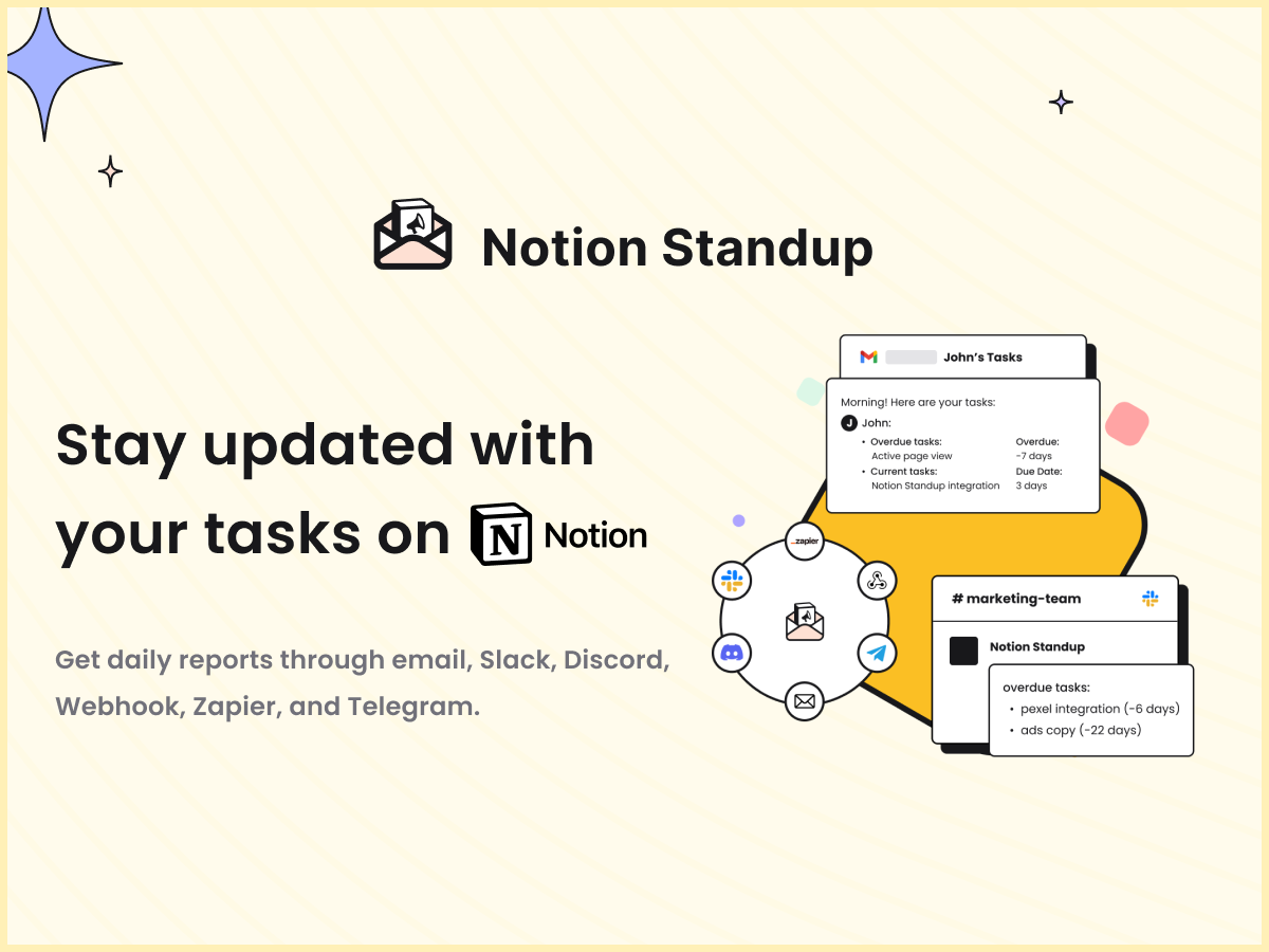 Notion Standup: Get daily reports on your tasks on Notion | BetaList