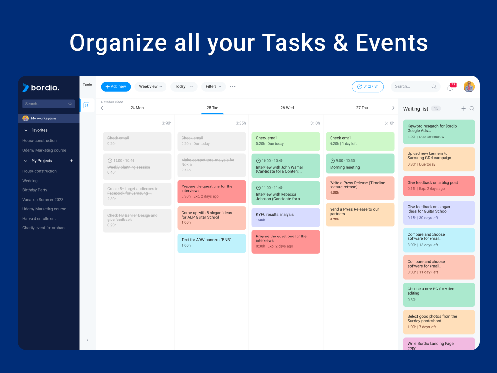 Bordio: Manage all your tasks & events on one single board | BetaList