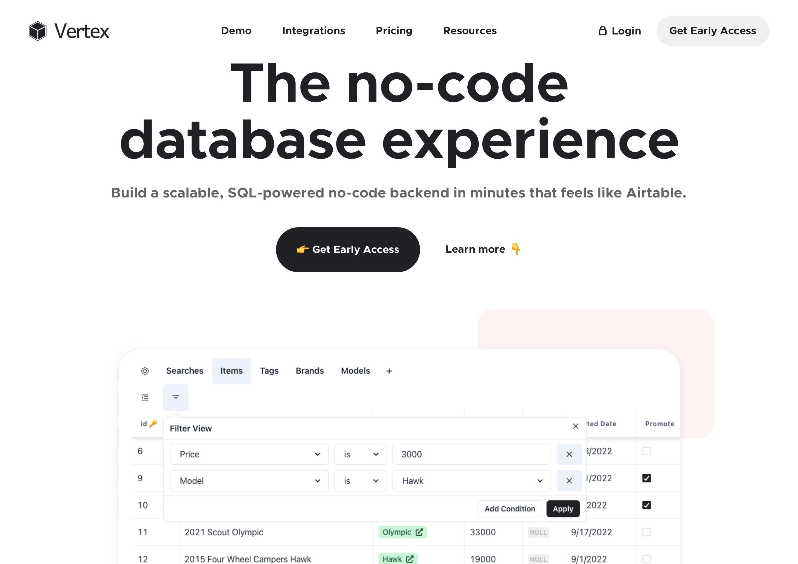 Vertex: Makes SQL databases as intuitive as spreadsheets | BetaList