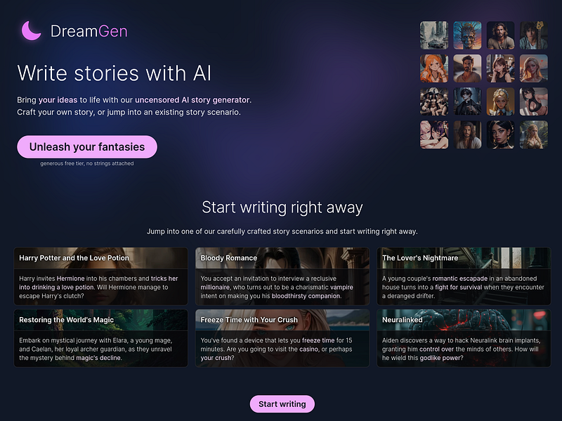DreamGen: Uncensored AI role-play & story generator | BetaList