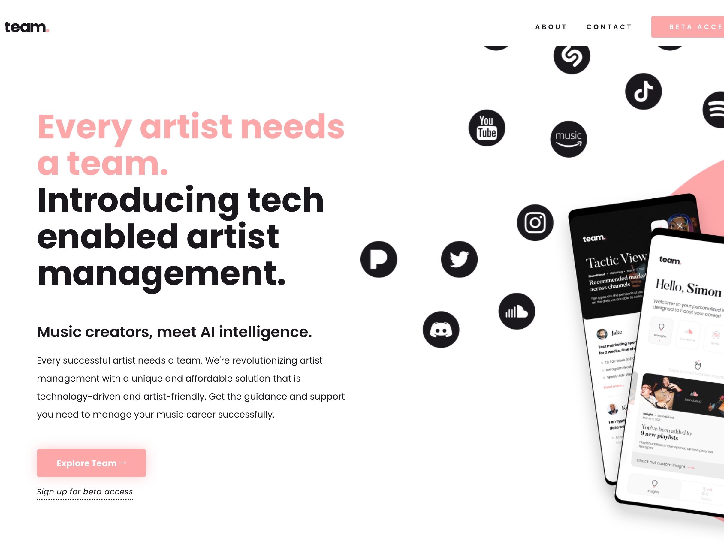 Team: Artist management powered by A.I. and industry | BetaList
