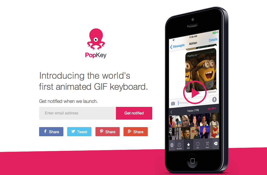 PopKey: The world's first animated GIF keyboard | BetaList